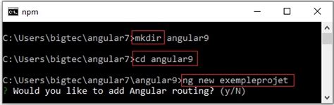 créer un nouveau projet angular