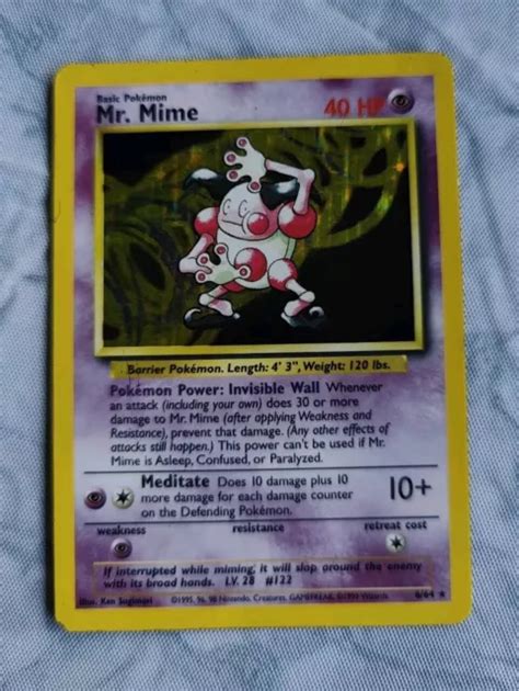 Mr Mime 664 No Symbol Error Jungle Set Holo Rare Pokemon Card Wotc Tcg