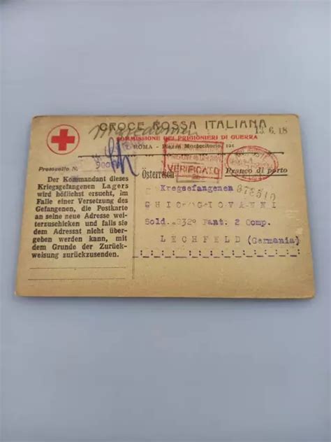 CARTOLINA MILITARE Croce Rossa Prigionieri Di Guerra Ww1 EUR 14 00