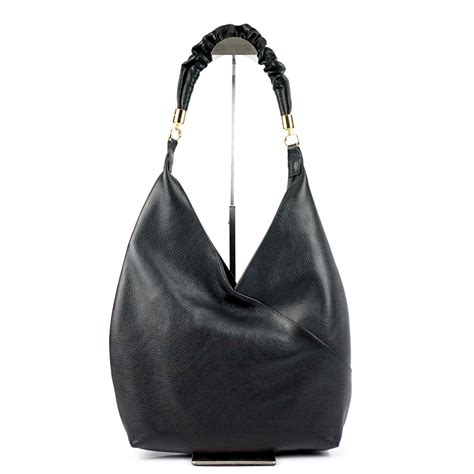 ᐉ Черна дамска чанта тип торба от естествена кожа код 1541 Loretta