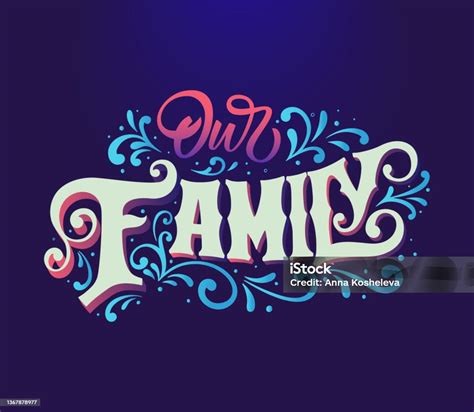 Notre Texte Vectoriel Famille Lettrage Calligraphique Fait À La Main
