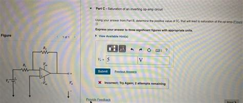 Solved Part Saturation Of An Inverting Op Amp Circuit
