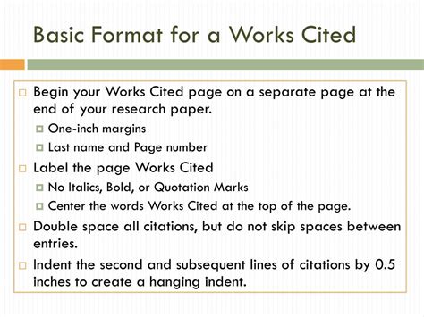 PPT The Works Cited Page PowerPoint Presentation Free Download ID