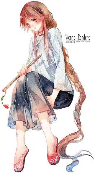 Traditional Flute Anime Girl Render By Wenneskies On Deviantart