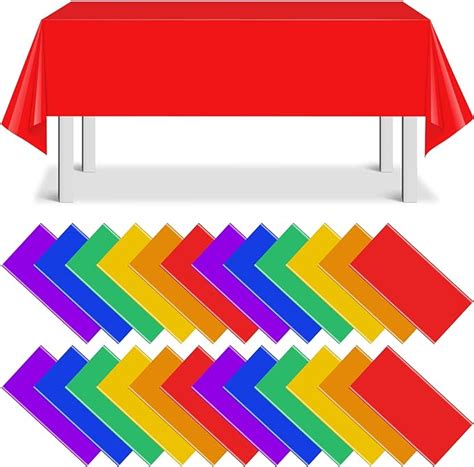 24 Pack Assorted Color Rectangle Plastic Tablecloth Disposable Rainbow Tablecloth