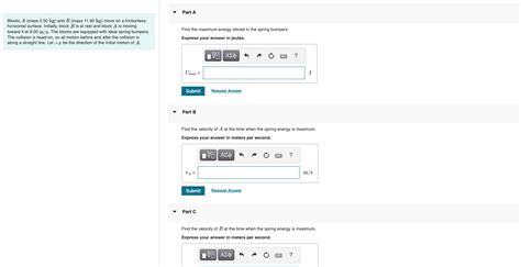 Solved Blocks A Mass Kg And B Mass Kg Move Chegg