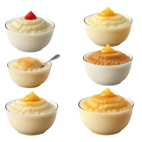Premium Vector Rice Pudding Vector Set White Background Isolated
