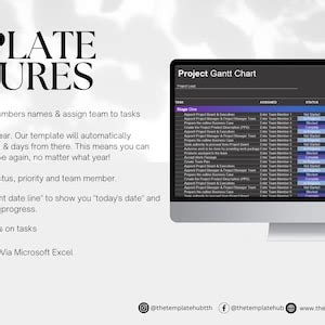 Dark Theme Professional Excel Gantt Chart Automated Project Timeline