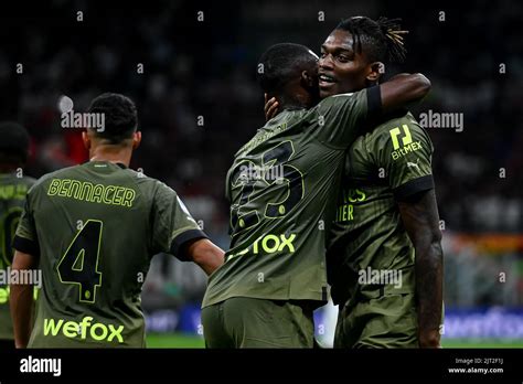 Rafael Leao Of AC Milan Celebrates After Scoring A Goal During The Italian Serie A Football