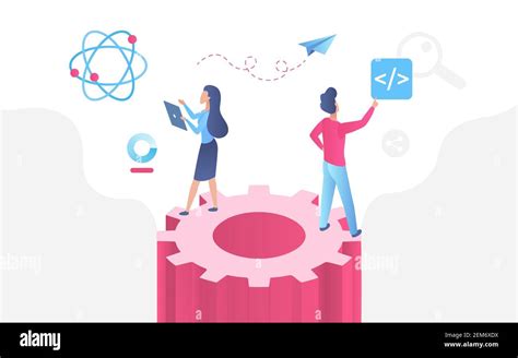 Working Process Abstract Technology Vector Illustration Cartoon Man