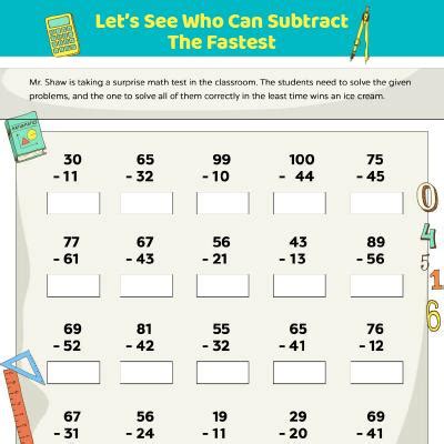 Subtraction Worksheets Single Digit Word Problems