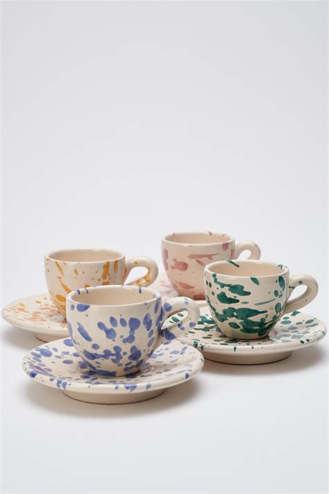 Coffee Set Marbled Composed Of Cup And Saucer Fratelli Colì M11