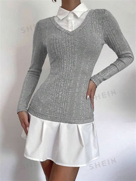 Shein Essnce 2024 New Spring And Autumn Mini Womens Dress With Energetic