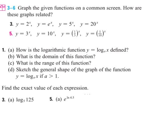 Solved Graph The Given Functions On A Common Screen How Are