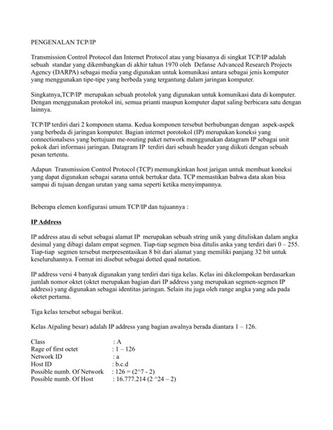 PENGENALAN TCP IP Transmission Control Protocol Dan Internet
