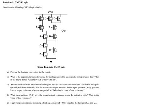Problem CMOS Logic Consider The Following CMOS Chegg