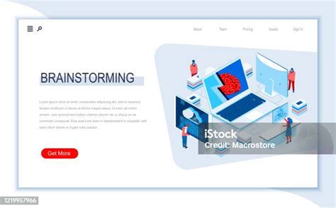 Brainstorming Halaman Arahan Isometrik Presentasi Ide Bisnis Buat