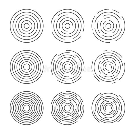 Circular Vector Lines Circle Concentric Pattern Design Round Graphic Black Ripple Background