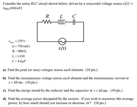 Solved Consider The Series Rlc Circuit Shown Below Driven
