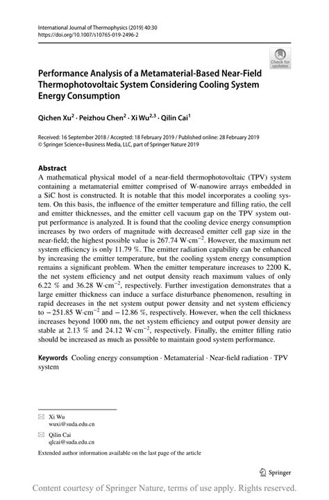Performance Analysis Of A Metamaterial Based Near Field Thermophotovoltaic System Considering