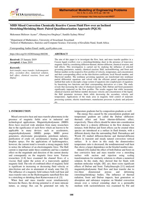 Pdf Mhd Mixed Convection Chemically Reactive Casson Fluid Flow Over An Inclined Stretching