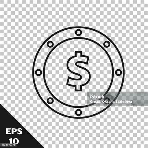 黑色線硬幣錢與貨幣符號圖示隔離在透明的背景銀行貨幣標誌現金符號 向量插圖向量圖形及更多付錢圖片 付錢 商務 圓形 Istock