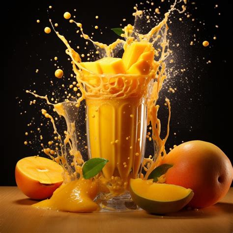 Premium Photo Mango Shake With Glass