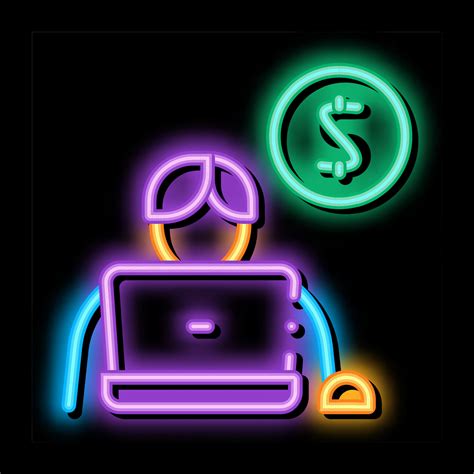 Man Laptop Coin Neon Glow Icon Illustration Vector Art At Vecteezy