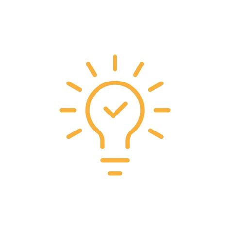Premium Vector Eps10 Orange Bulb With Checkmark Like Quick Tip Line