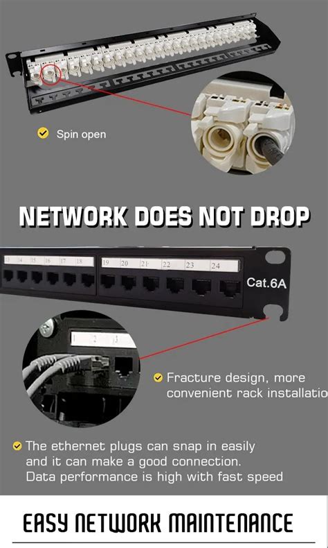 Gcabling 24 Port Utp Patch Panel Toolless 1u 19 Cat6 Cat6a Rj45 Network Patchpanel With Cable