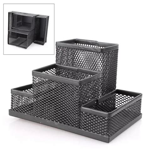 Mesh Style Pen Pencil Ruler Holder Desk Organizer Durable Storage Black