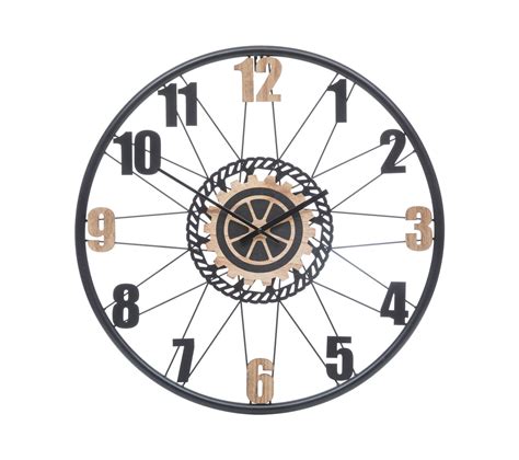 Grande Pendule Murale En Métal Et Bois D 65 Cm Horloge Pendule BUT