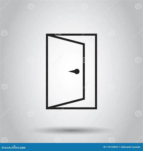 Exit Door In Line Style Icon Vector Illustration On Isolated Ba Stock Vector Illustration Of