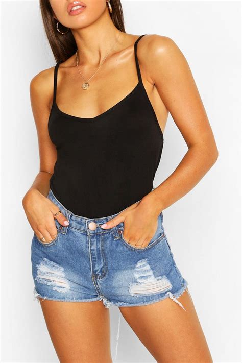 Black Basic Swing Cami Top Boohoo Uk