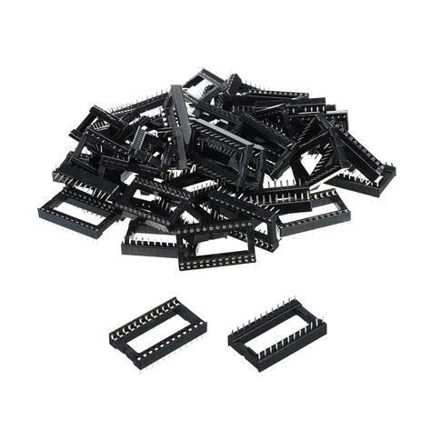 Uxcell Dip Ic Chip Socket Adapter Flat Pin 24p 2 54mm Pitch 15mm Ic Socket For Pcb Board Chip