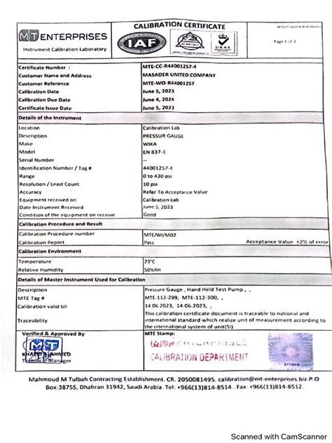 Calibration Certificates Pdf