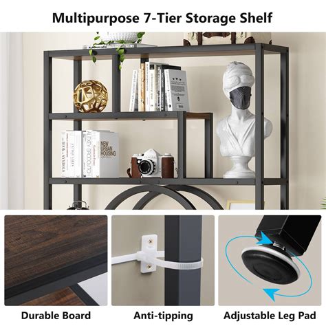 Tribesigns 72 Bookshelf Bookcase 7 Tier Etagere Display Shelf