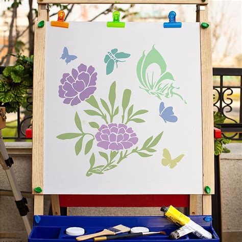 Flower Butterfly Stencil Large Reusable Summer Template 118x118 Inch
