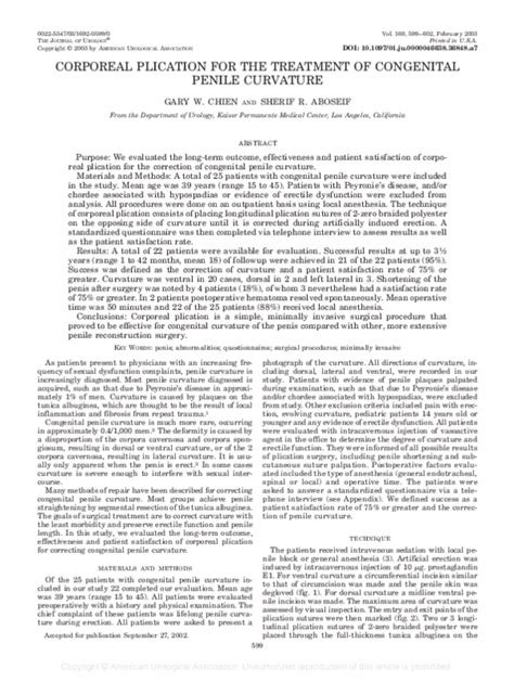 Pdf Treatment Of Penile Curvature How To Combine The Advantages Of
