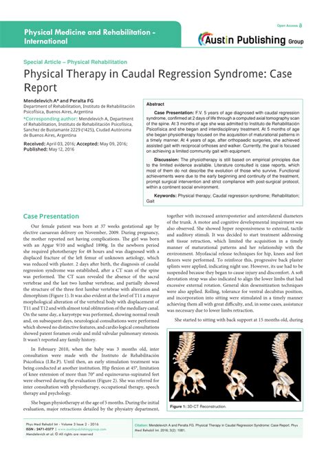 Pdf Physical Therapy In Caudal Regression Syndrome Case Report