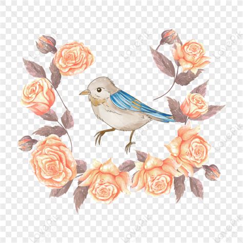 새가 나뭇가지 디자인 스티커 일러스트 그린 꽃녹색 잎장미 Png 일러스트 무료 다운로드 Lovepik