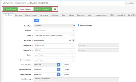 Safety Event Workflow Process Peopletray