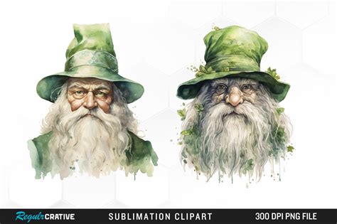 Watercolor St Patrick Gnome Hand Drawn Graphic By Regulrcrative