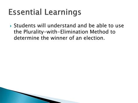 Ppt Plurality With Elimination Method Instant Runoff Voting Powerpoint Presentation Id 2612336