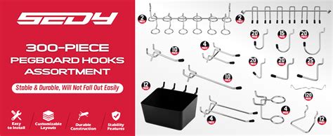 300 Piece Pegboard Hook Set Pegboard Organizer Accessories For Hanging Durable
