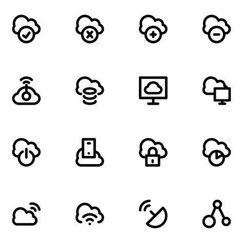 Set Of Cloud Computing Bold Line Icons Vector Art At Vecteezy