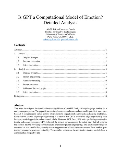Pdf Is Gpt A Computational Model Of Emotion Detailed Analysis