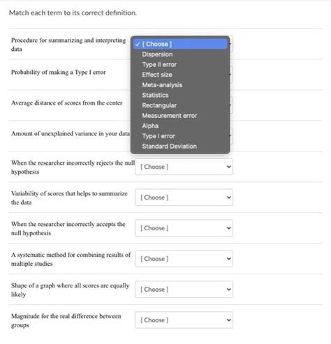 solved match each term to its correct definition procedure
