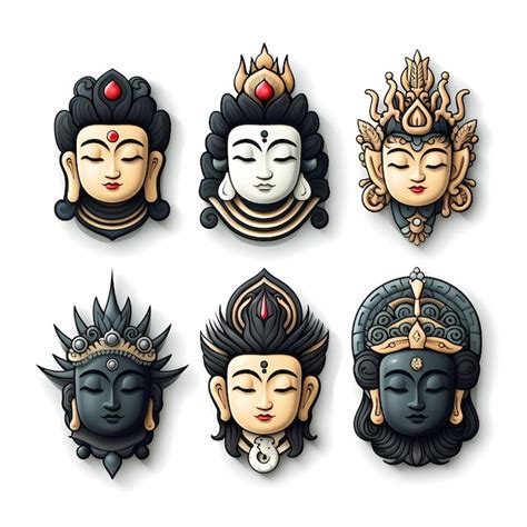 Premium Ai Image Smirk Face Flat Icons Buddhas Plaster Head Emoji On