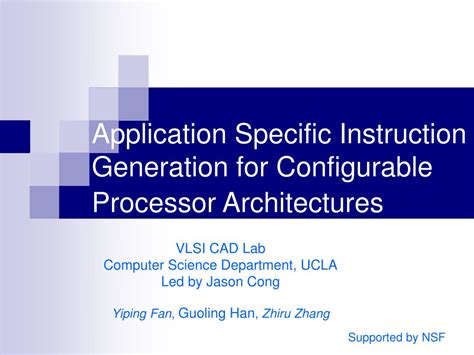 ppt application specific instruction generation for configurable